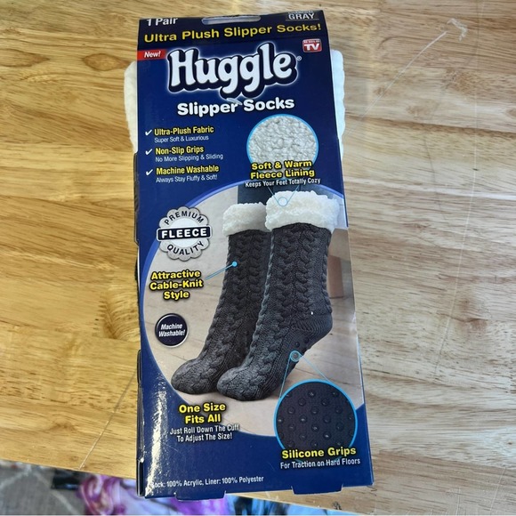 Shoes | Huggle Slipper Socks Gray New In Box Sherpa Fleece | Poshmark